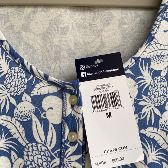 Chaps | Dresses | Chaps Size M Blue Floral Dress | Poshmark